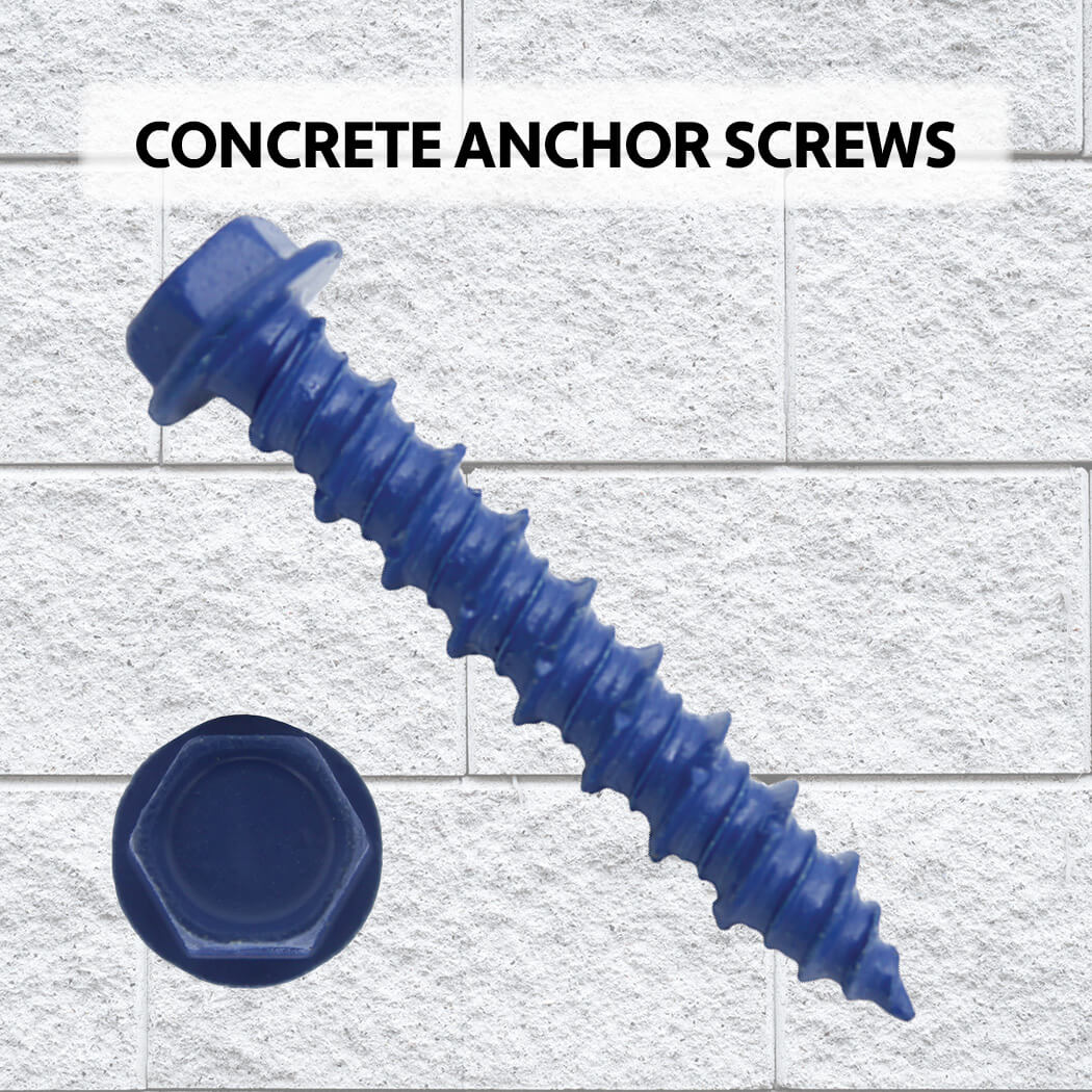 Blue Carbon Steel Concrete Anchor Screws – JakeSales.com