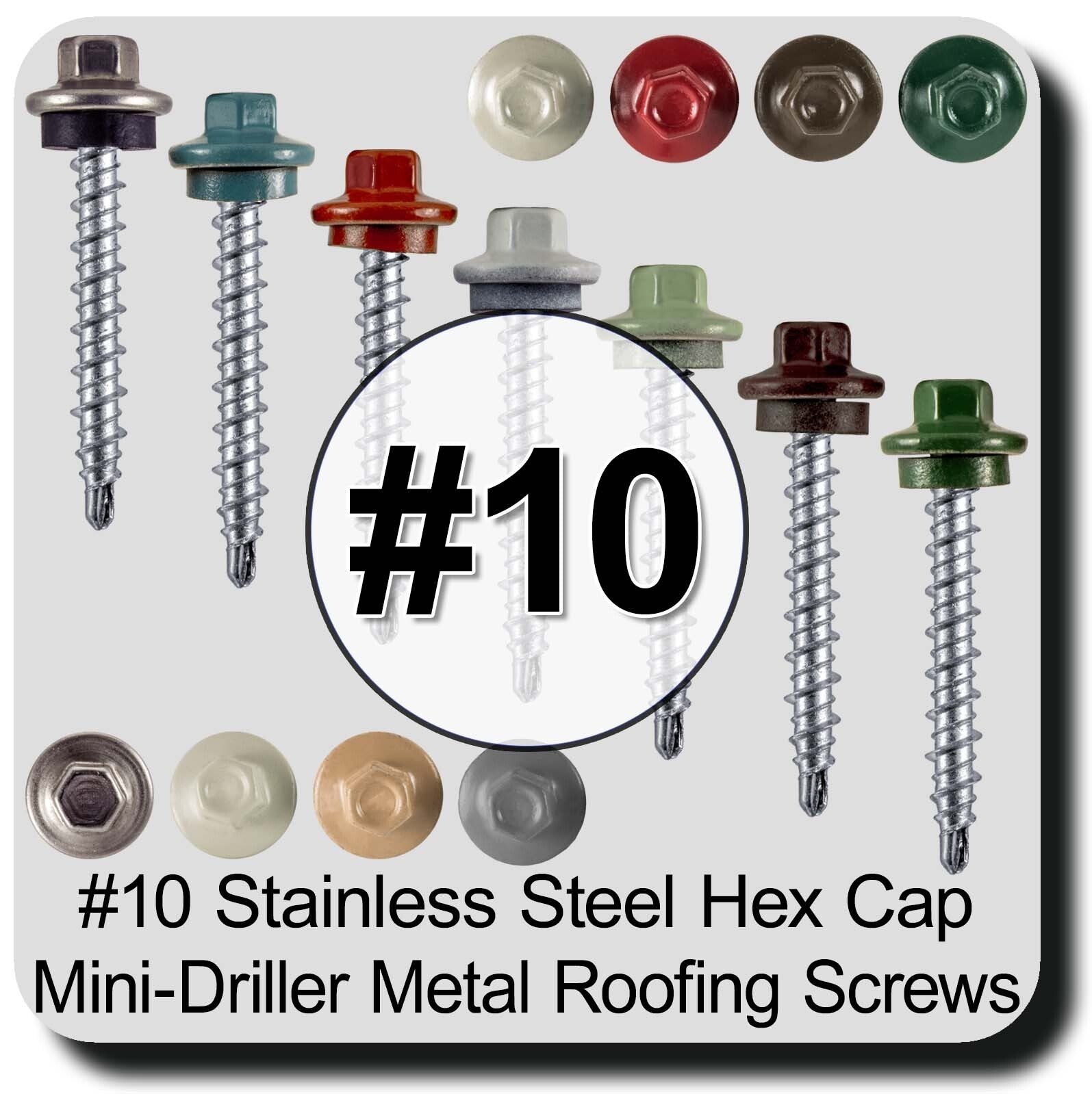 #10 Mini Driller Metal Roofing Screws with STAINLESS HEX HEAD / ZINC S ...